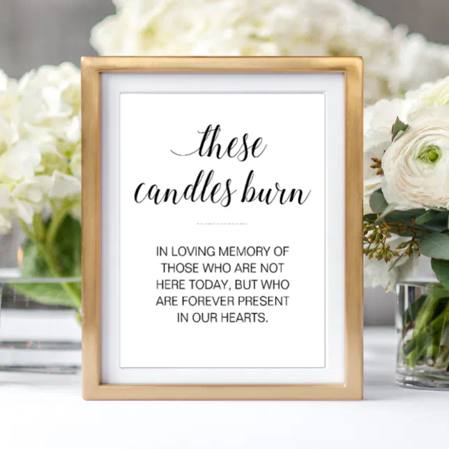 These Candles Burn In Loving Memory Wedding Poster | Zazzle