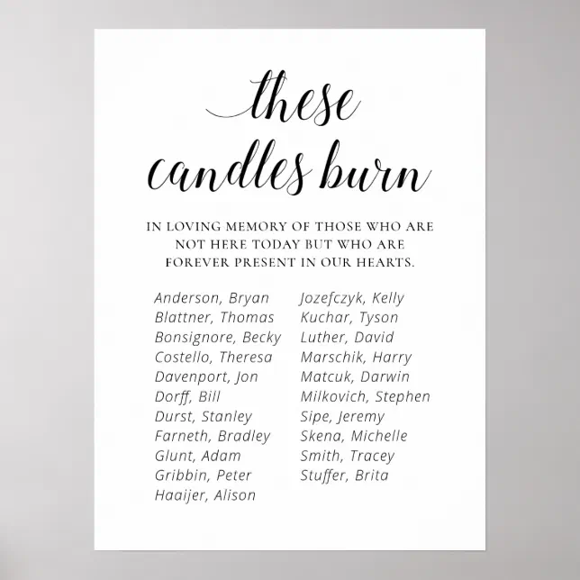 These Candles Burn School Class Reunion Memorial Poster | Zazzle