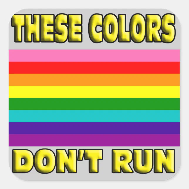 These colors don't run! Original 8 striped LGBT Square Sticker | Zazzle