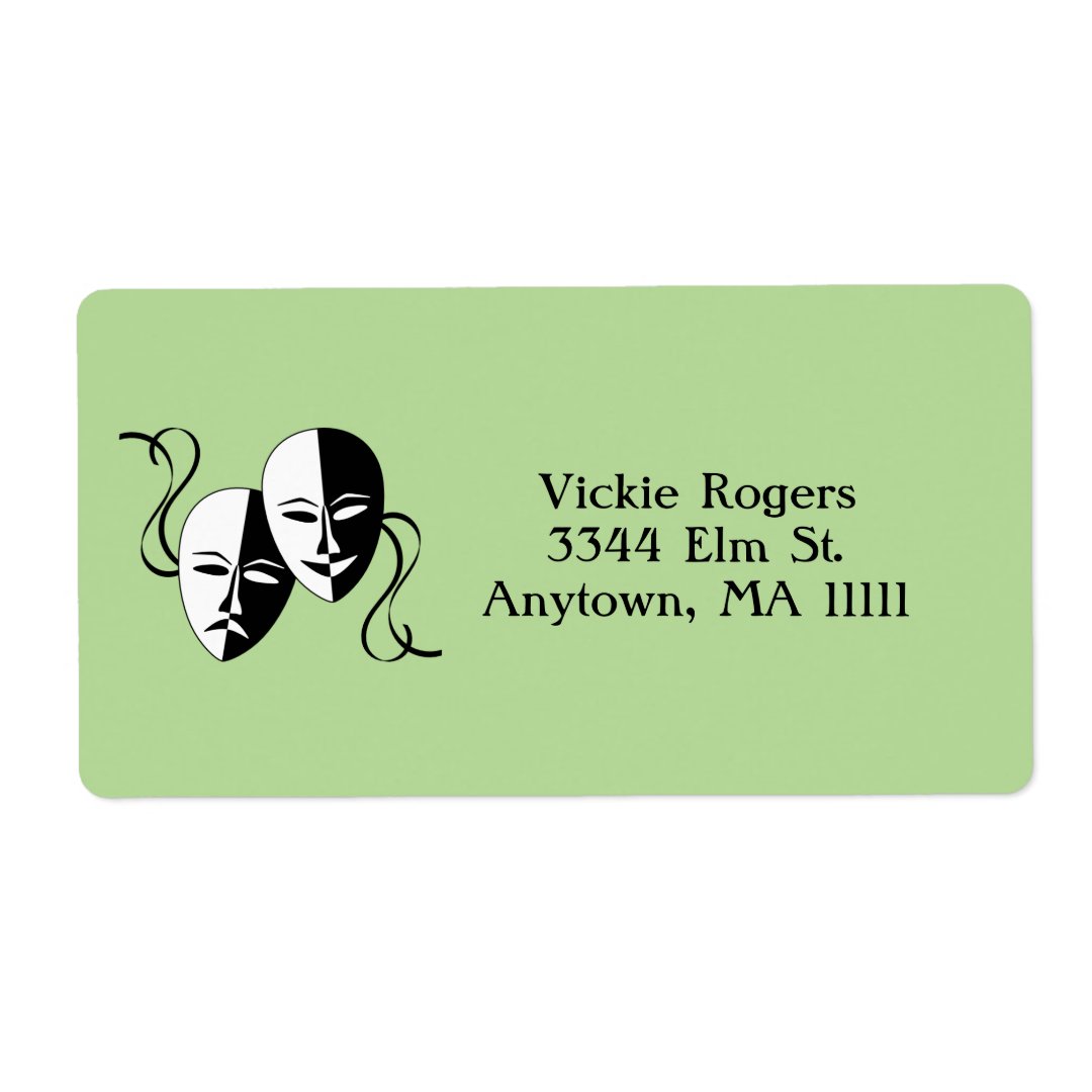 Thespian Masks Label | Zazzle