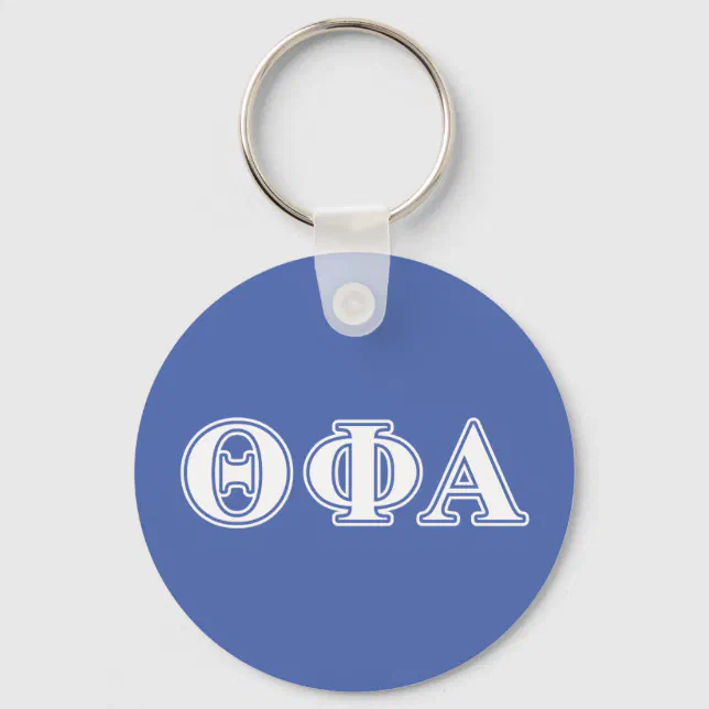 Theta Phi Alpha White and Blue Letters Keychain | Zazzle
