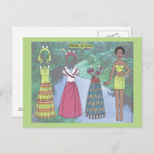 Thethe of Congo Paper Doll Postcard | Zazzle