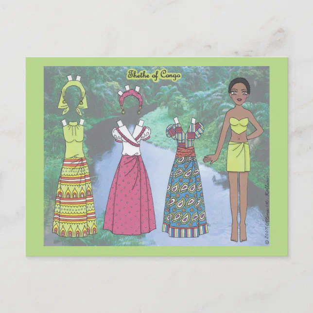 Thethe of Congo Paper Doll Postcard | Zazzle