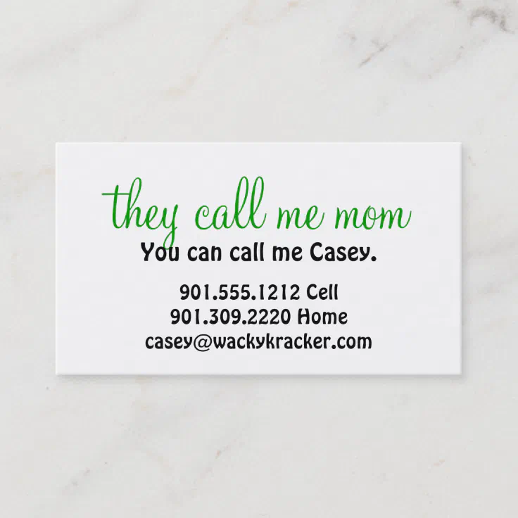 They Call Me Mom Business Cards | Zazzle