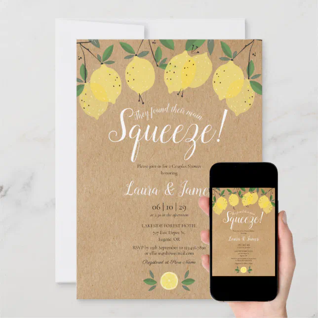 They Found Their Main Squeeze Lemon Couples Shower Invitation | Zazzle