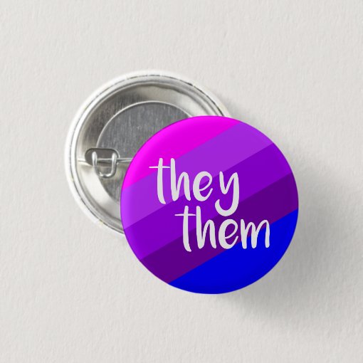 They/Them Pronoun Badge Pinback Button | Zazzle