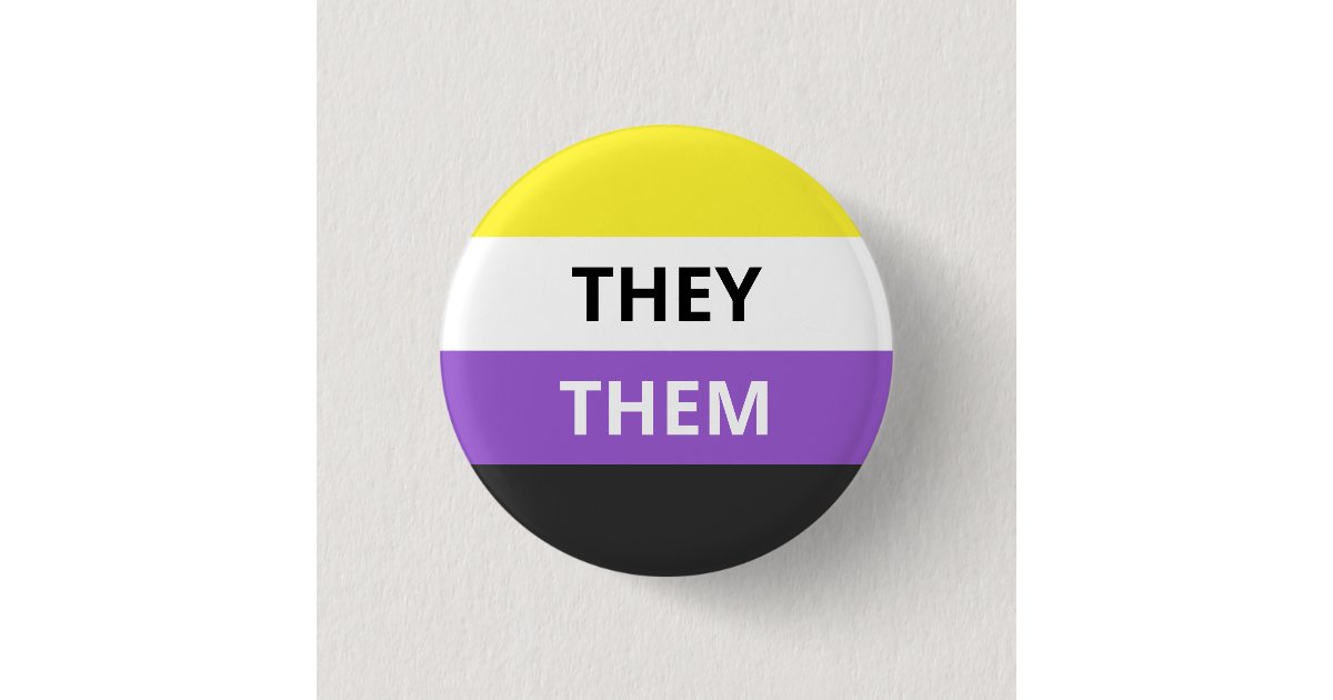 They/Them Pronouns Non-Binary Flag Badge Button | Zazzle