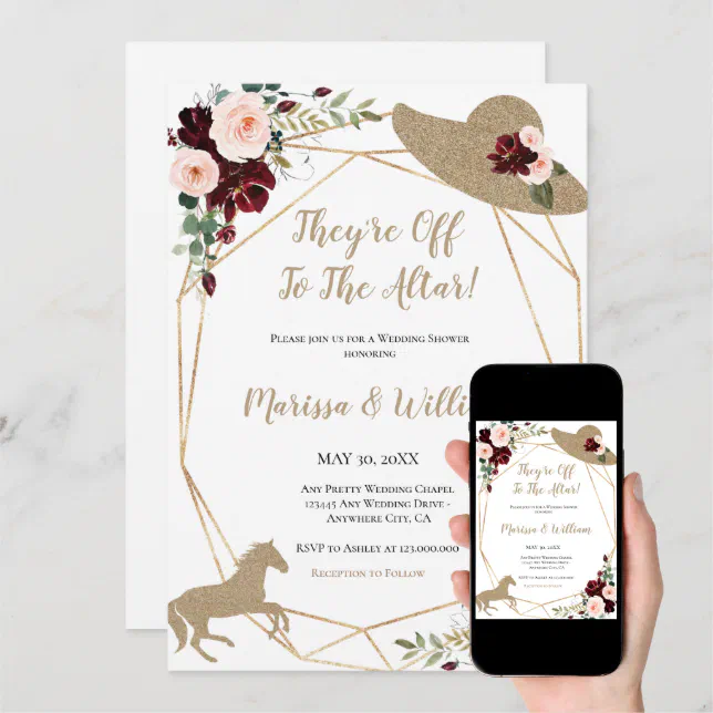 They're Off To The Altar Horse Race Wedding Shower Invitation | Zazzle
