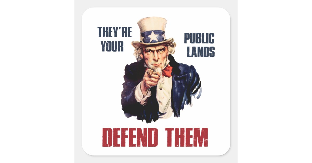 They're Your Public Lands Defend Them Uncle Sam Square Sticker | Zazzle