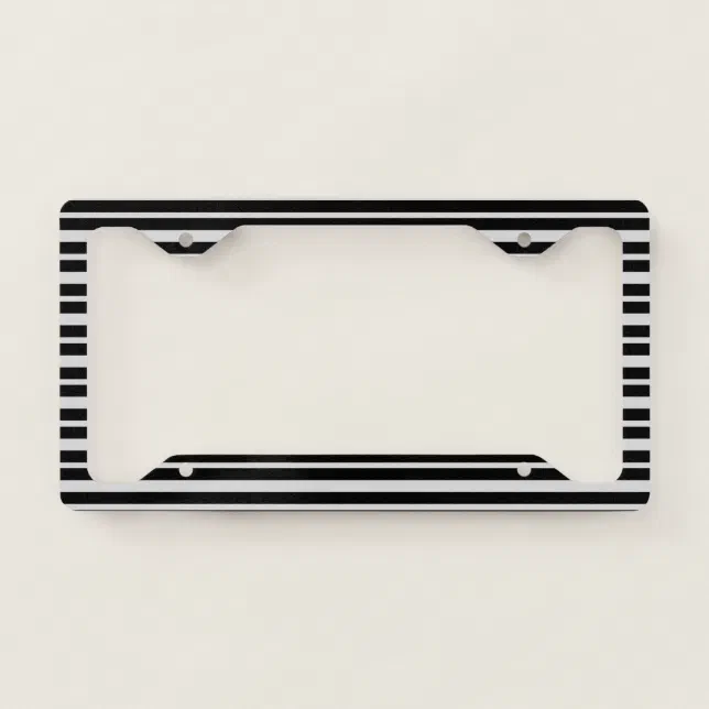 Thick and Thin Silver and Black Stripes License Plate Frame | Zazzle