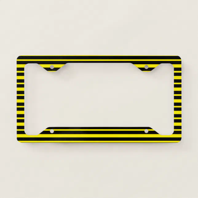 Thick and Thin Yellow and Black Stripes License Plate Frame | Zazzle