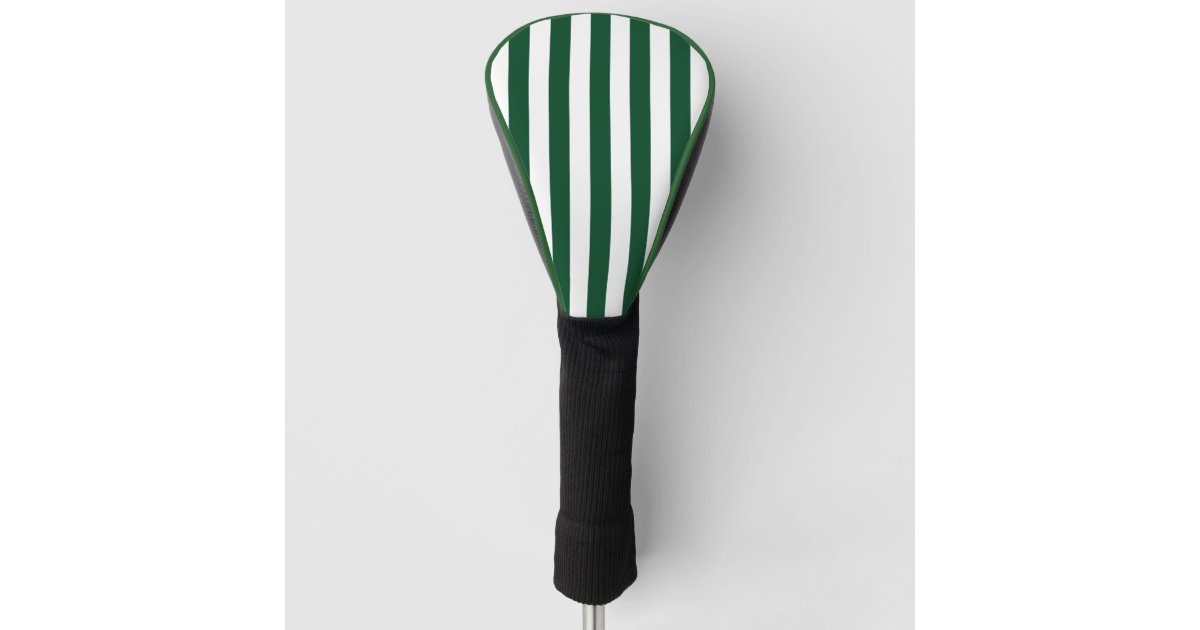 Thick Vertical Stripes Forest Green White Striped Golf Head Cover | Zazzle