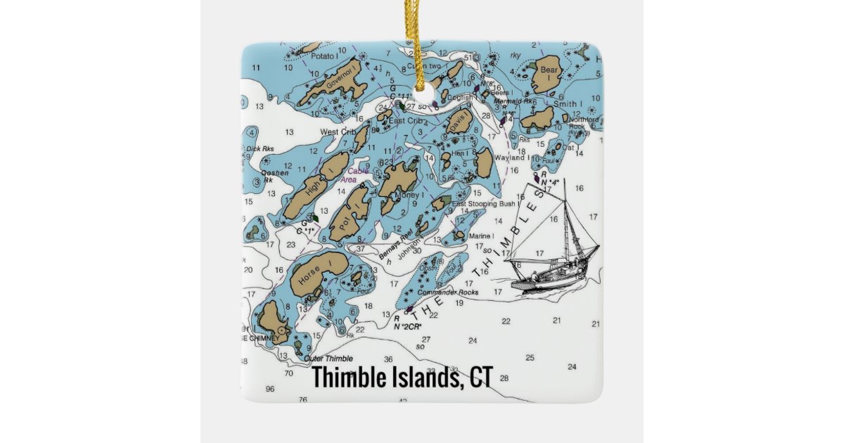 Thimble Island Connecticut Chart Ceramic Ornament | Zazzle