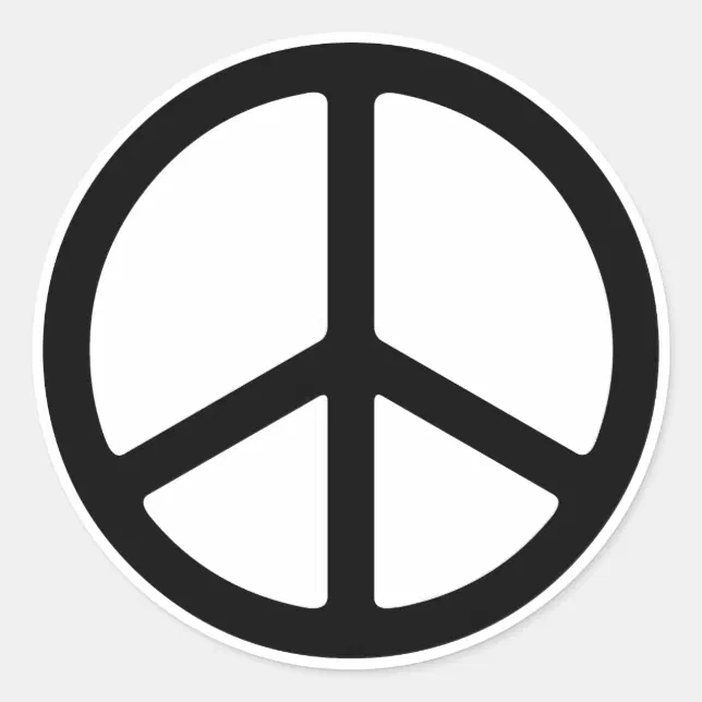 Thin Black on White Peace Symbol Classic Round Sticker | Zazzle