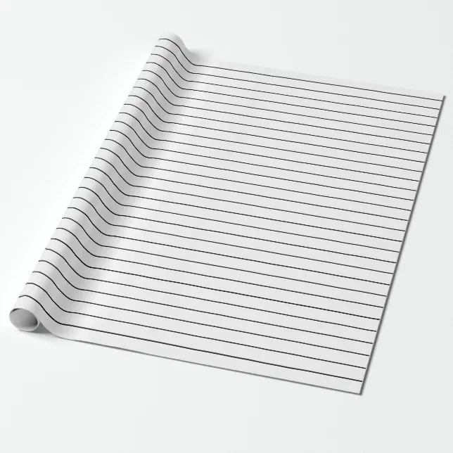 Thin Black Stripes on White Party or Christmas Wrapping Paper | Zazzle