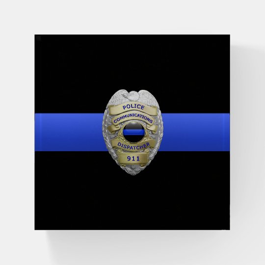 Thin Blue Line 911 Communications Dispatcher Badge Paperweight | Zazzle.com