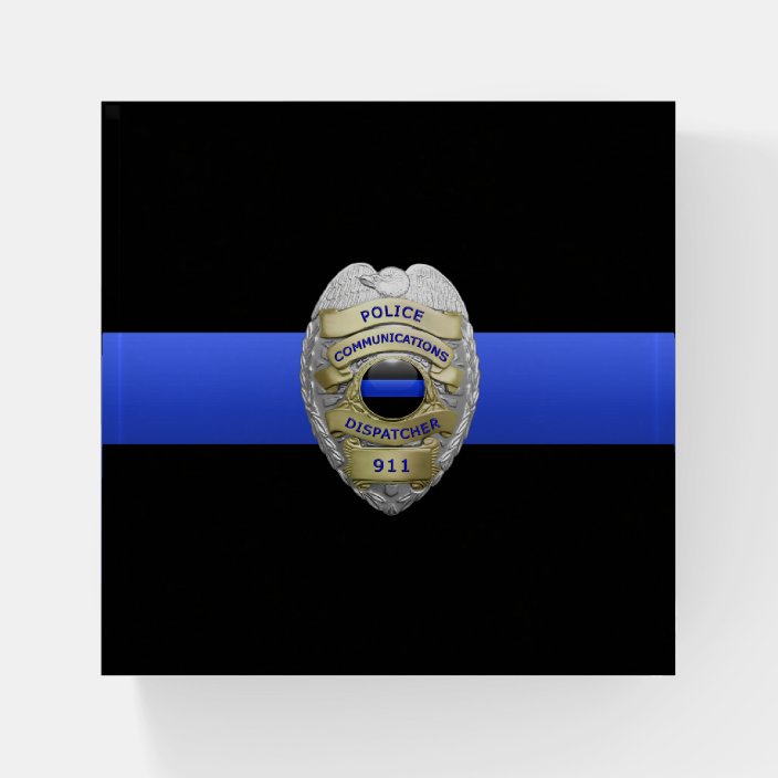 Thin Blue Line 911 Communications Dispatcher Badge Paperweight | Zazzle.com
