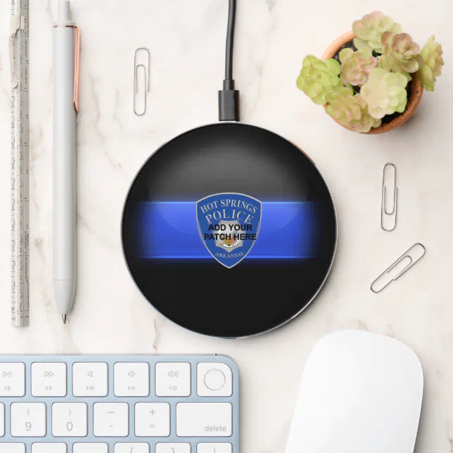 Thin Blue Line Add Custom Emblem Wireless Charger | Zazzle