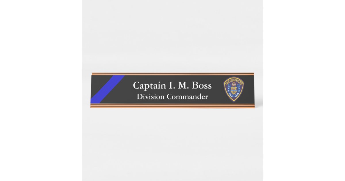 Thin Blue Line - Agency Patch Desk Name Plate | Zazzle