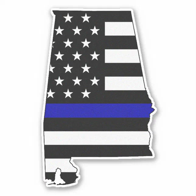 Thin Blue Line Alabama Flag Sticker | Zazzle