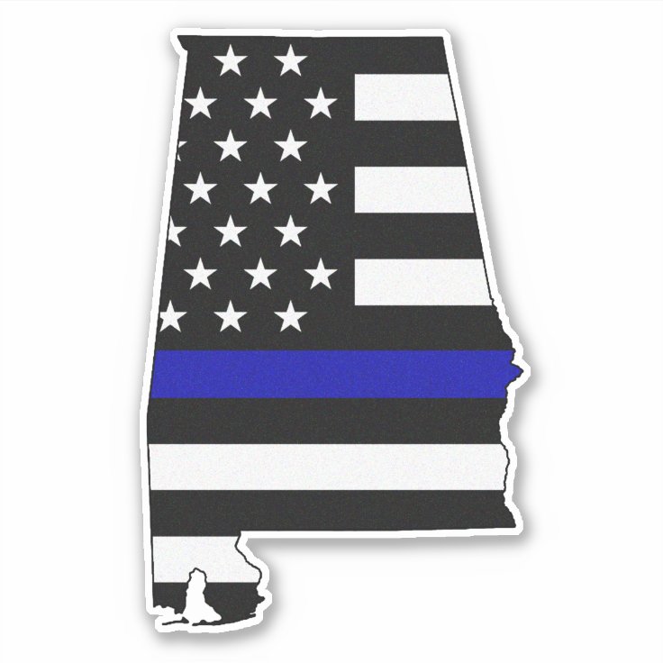 Thin Blue Line Alabama Flag Sticker | Zazzle