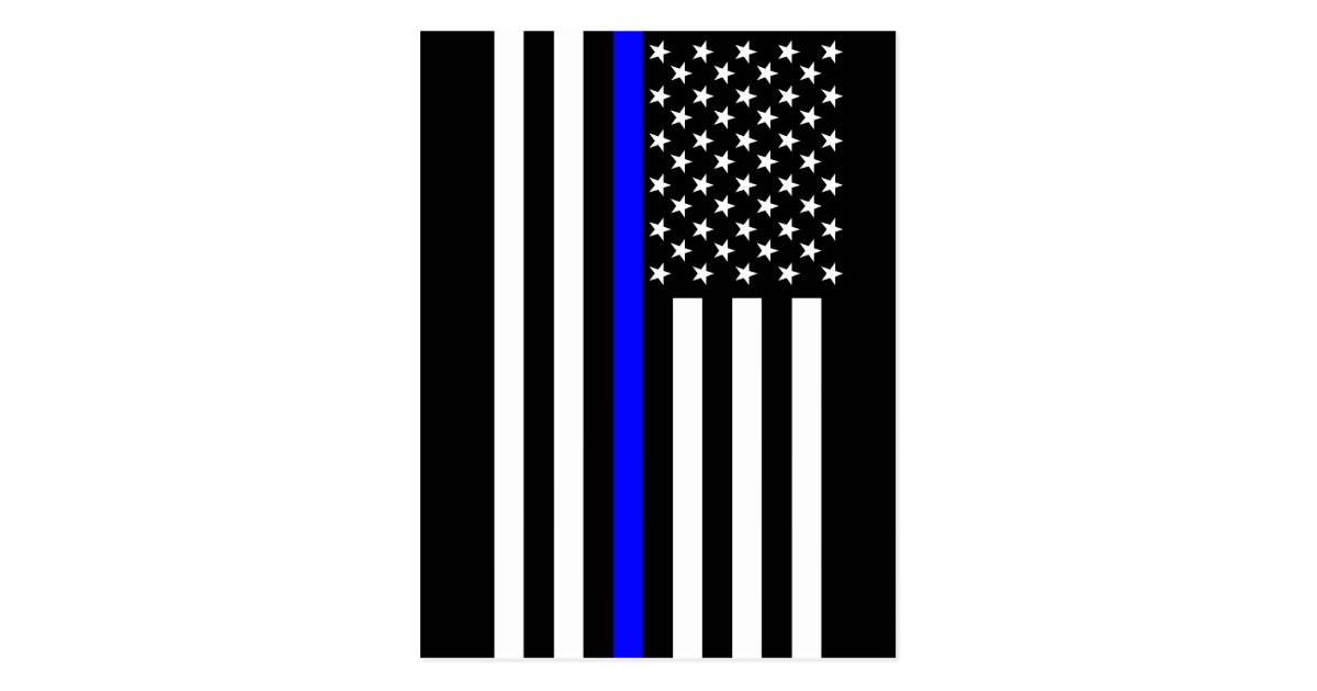 Thin Blue Line American Flag Black and White Postcard | Zazzle.com