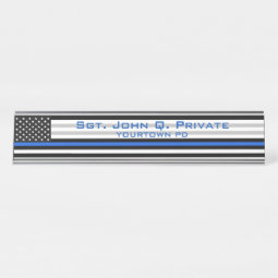 Thin Blue Line American Flag Desk Name Plate | Zazzle