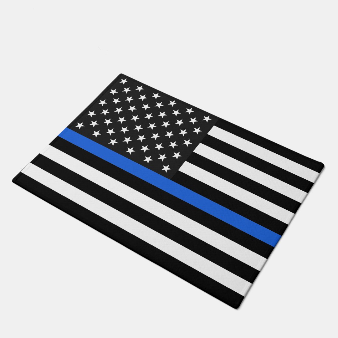 Thin Blue Line American Flag Doormat | Zazzle