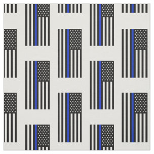 Thin Blue Line American Flag Fabric | Zazzle.com