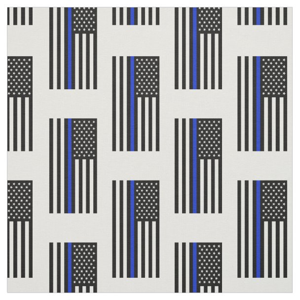 Thin Blue Line American Flag Fabric | Zazzle.com