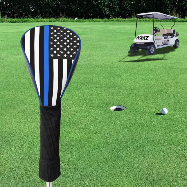 Thin Blue Line American Flag Golf Head Cover | Zazzle