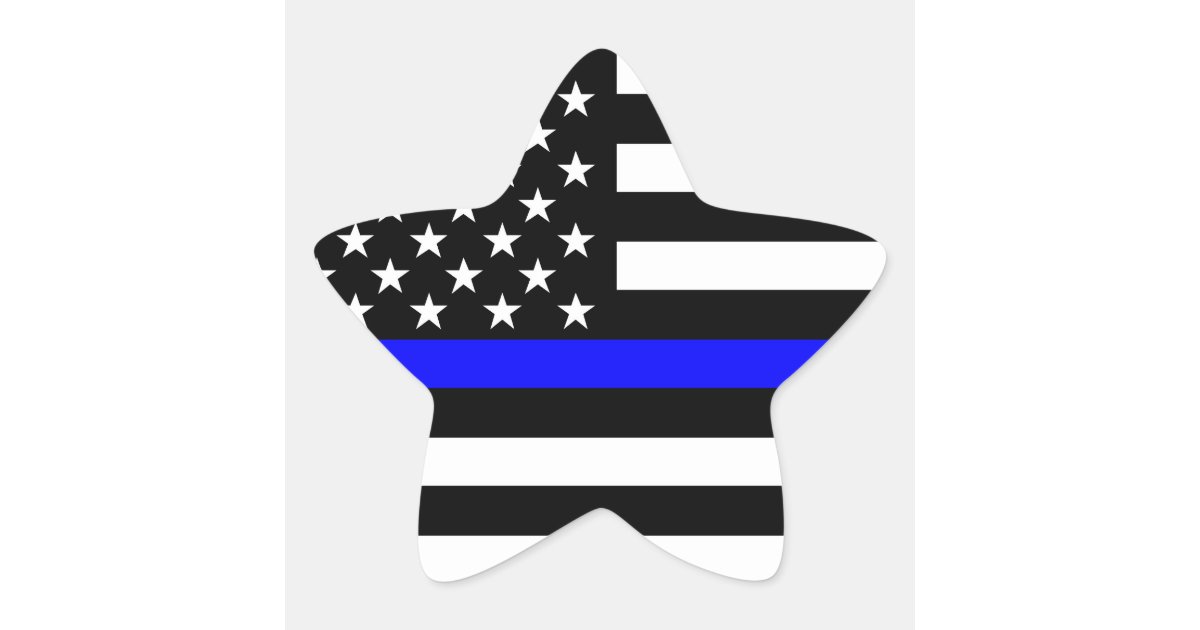 Thin Blue Line American Flag Graphic Decor Star Sticker | Zazzle