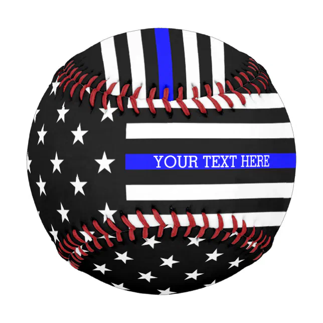 Thin Blue Line - American Flag Personalized Custom Baseball | Zazzle
