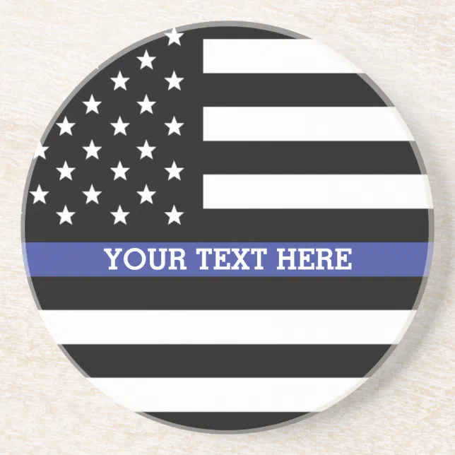 Thin Blue Line - American Flag Personalized Custom Drink Coaster | Zazzle