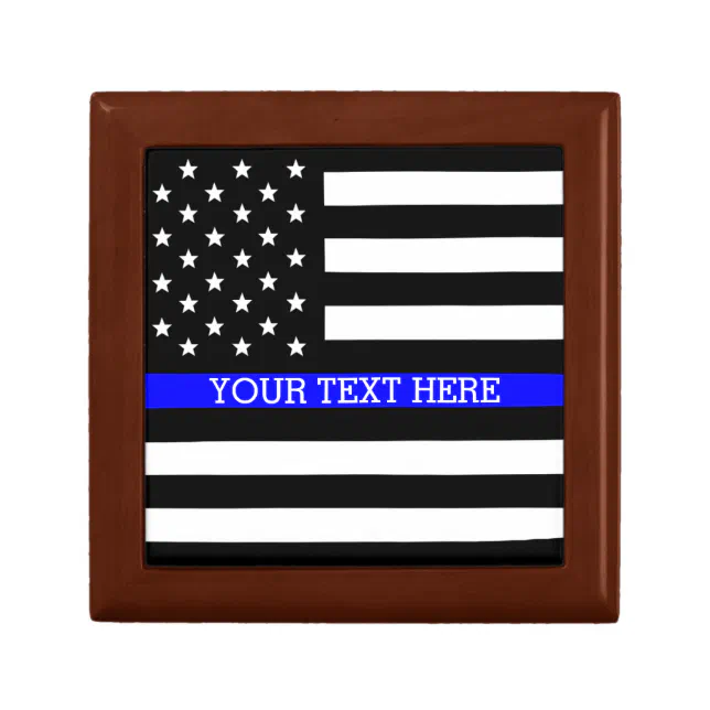 Thin Blue Line - American Flag Personalized Custom Keepsake Box | Zazzle