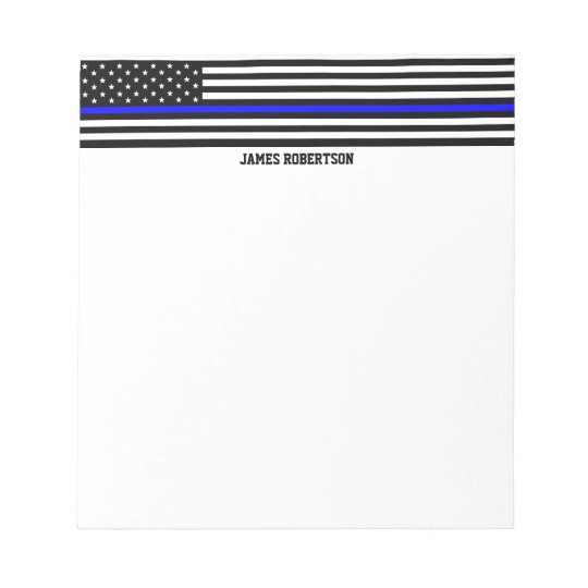 Thin Blue Line - American Flag Personalized Custom Notepad | Zazzle.com
