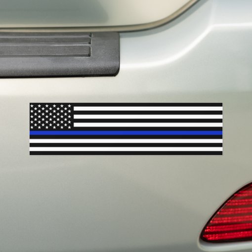 Thin Blue Line American Flag Police Style Bumper Sticker | Zazzle