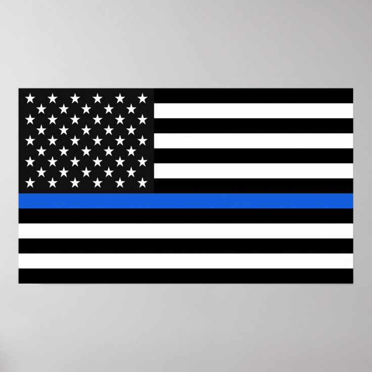 Thin Blue Line American Flag Poster | Zazzle