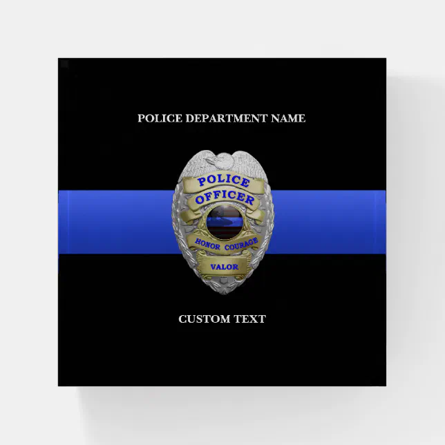 Thin Blue Line Award Badge Plaque Paperweight | Zazzle
