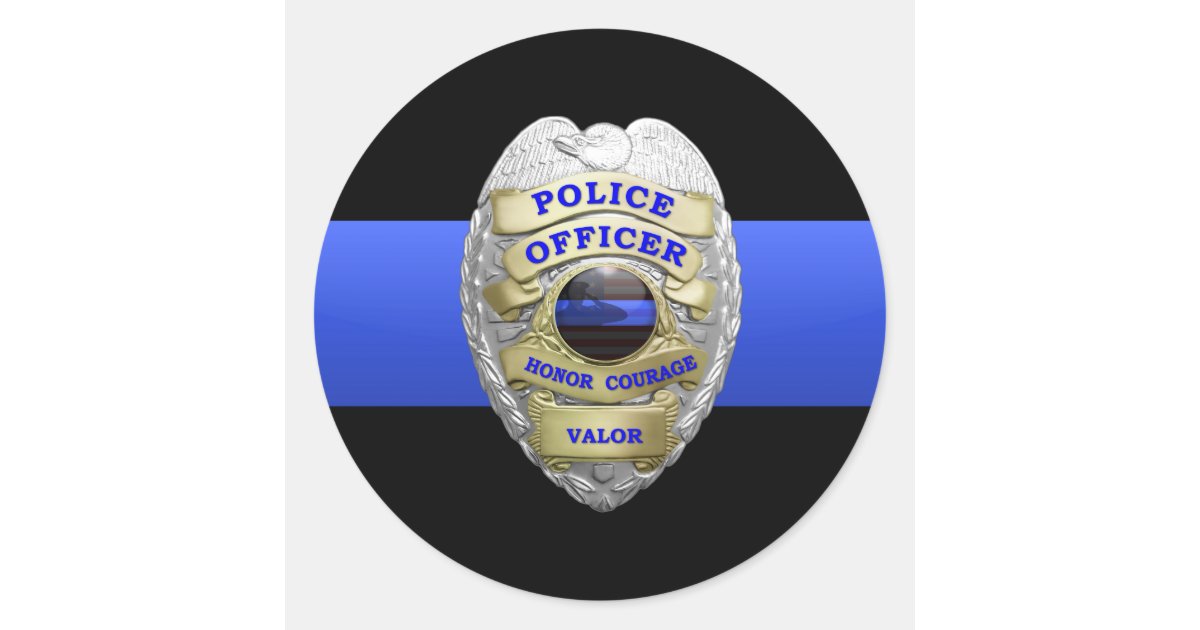 Thin Blue Line Badge Sticker | Zazzle