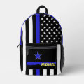 Thin Blue Line bag, American Flag police / USA Printed Backpack | Zazzle