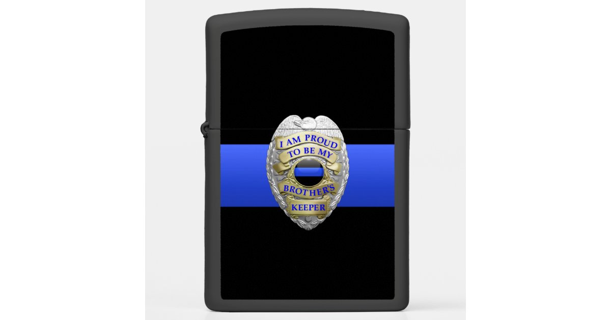 Thin Blue Line Brothers Keeper Badge Zippo Lighter | Zazzle