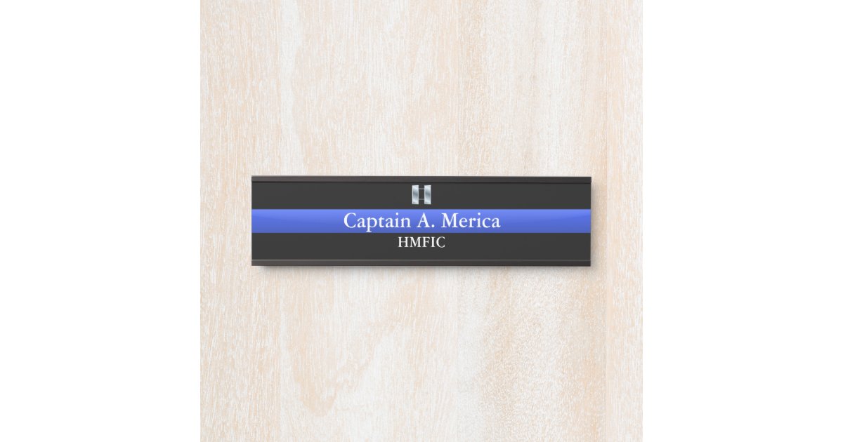 Thin Blue Line - Captain Bars Rank Door Sign | Zazzle