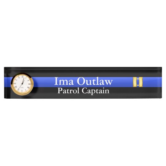 Thin Blue Line - Captain Bars Rank Name Plate | Zazzle.com