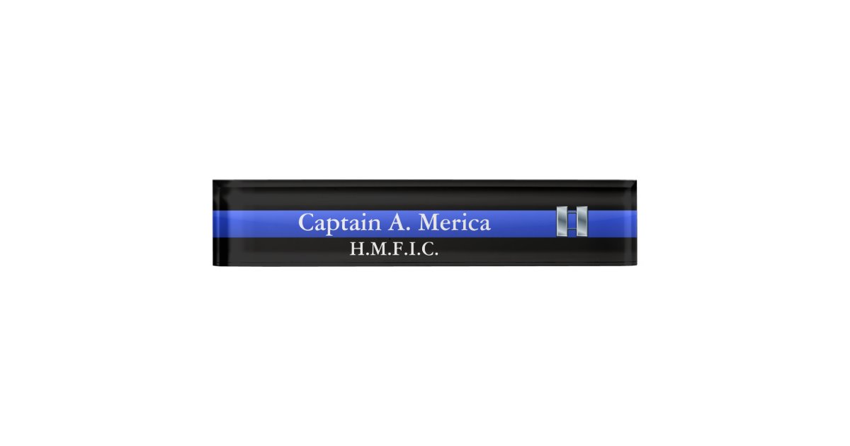 Thin Blue Line - Captain Bars Rank Nameplate | Zazzle