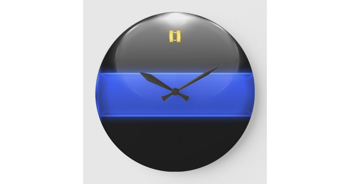 Thin Blue Line Captain Insignia Rank Large Clock | Zazzle
