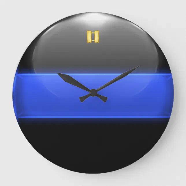 Thin Blue Line Captain Insignia Rank Large Clock | Zazzle