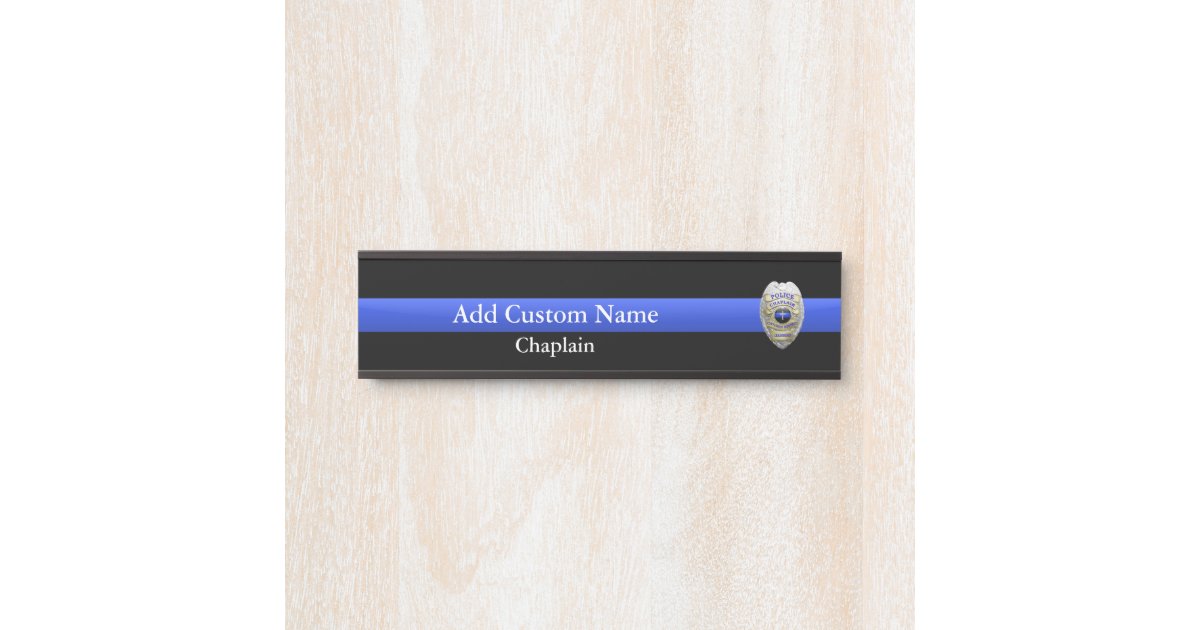 Thin Blue Line Chaplain Badge Door Sign | Zazzle