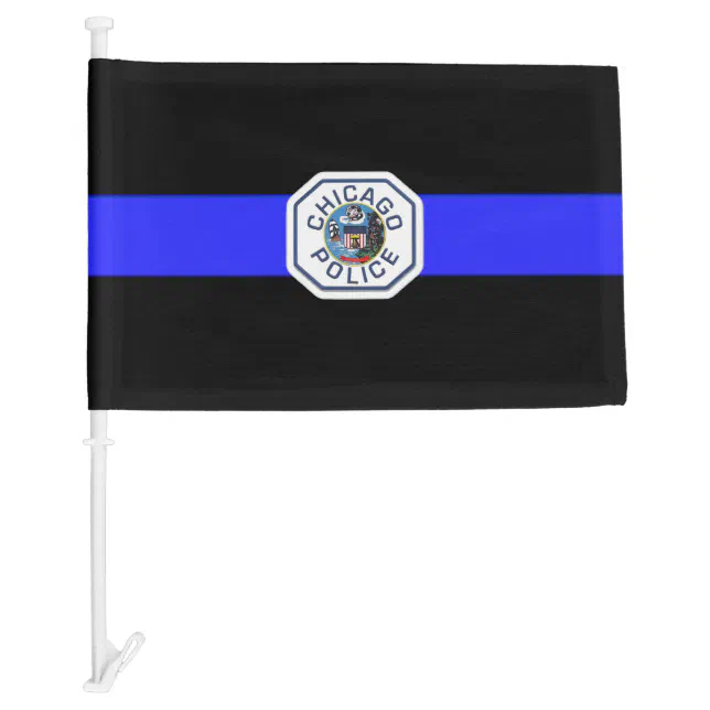 Thin Blue Line Chicago PD Memorial Funeral Flag | Zazzle