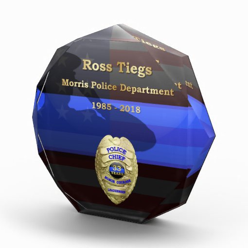 Thin Blue Line - Chief Gold 33 yr Retirement Badge Acrylic Award | Zazzle
